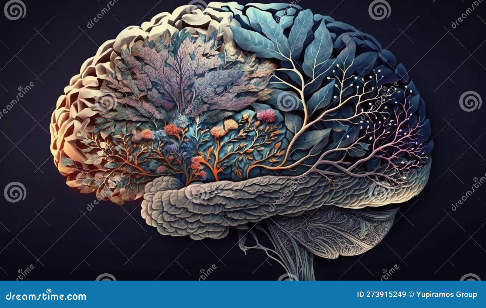 Abstract Science Illustration of Human Brain Synapses Generated by AI ...