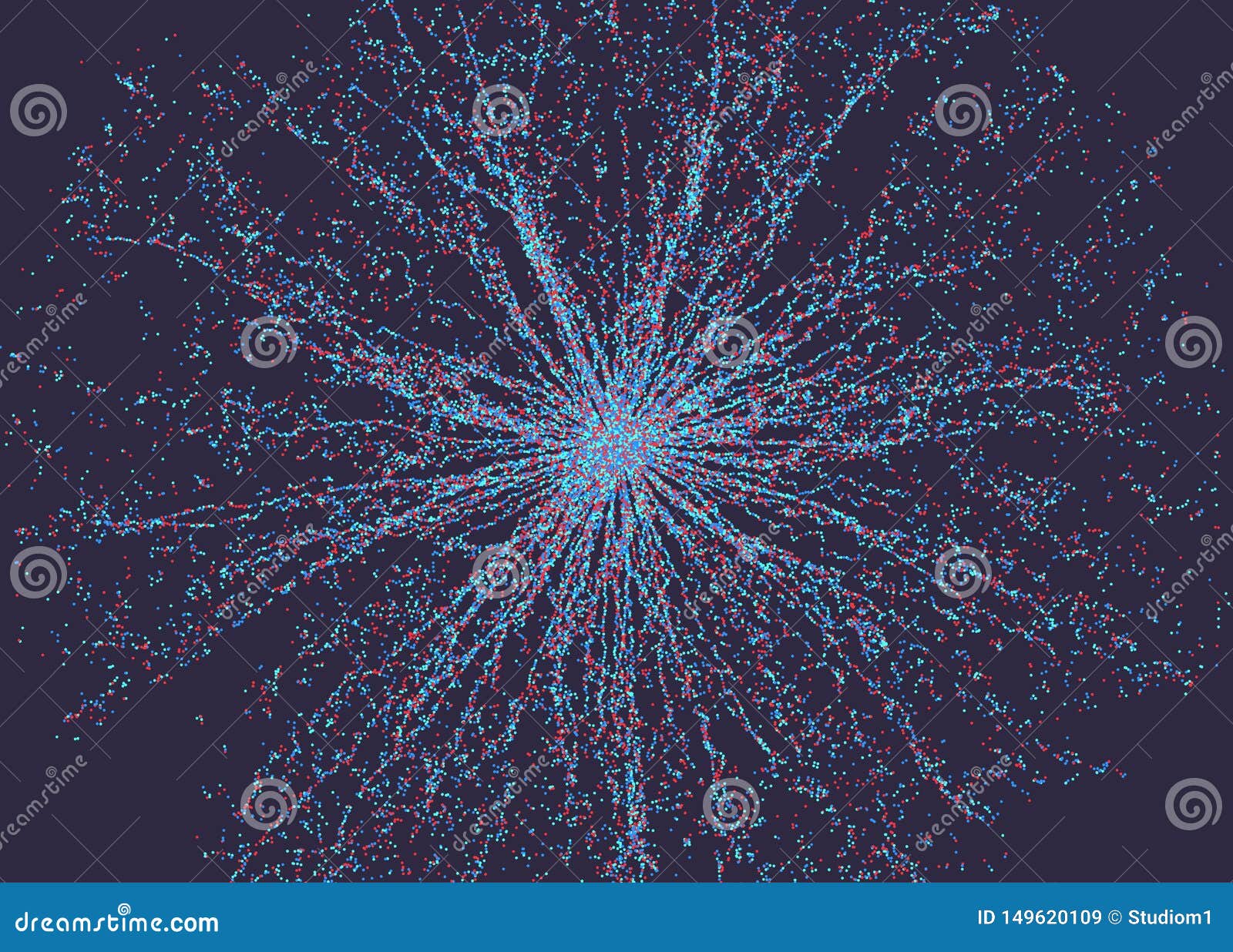 Abstract Science Or Technology Background Array With Dynamic Particles Stock Vector