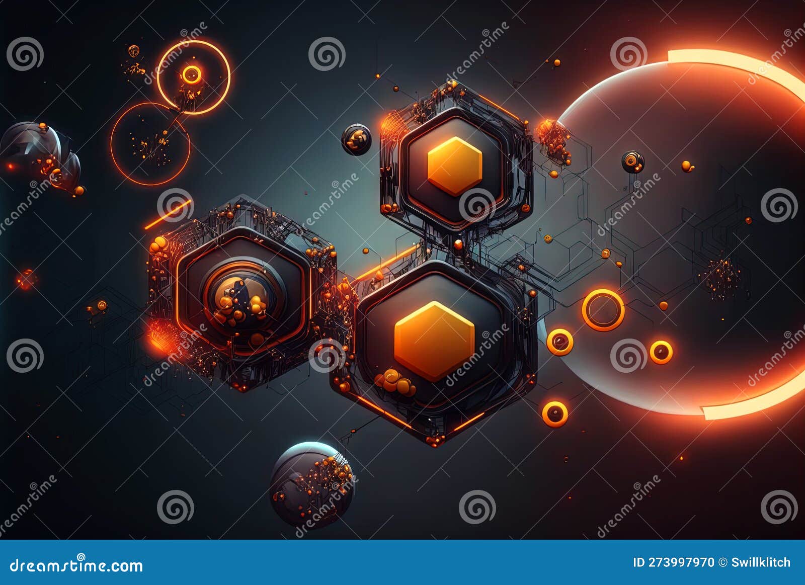 Abstract Science and Technology Background with Shiny Connection ...