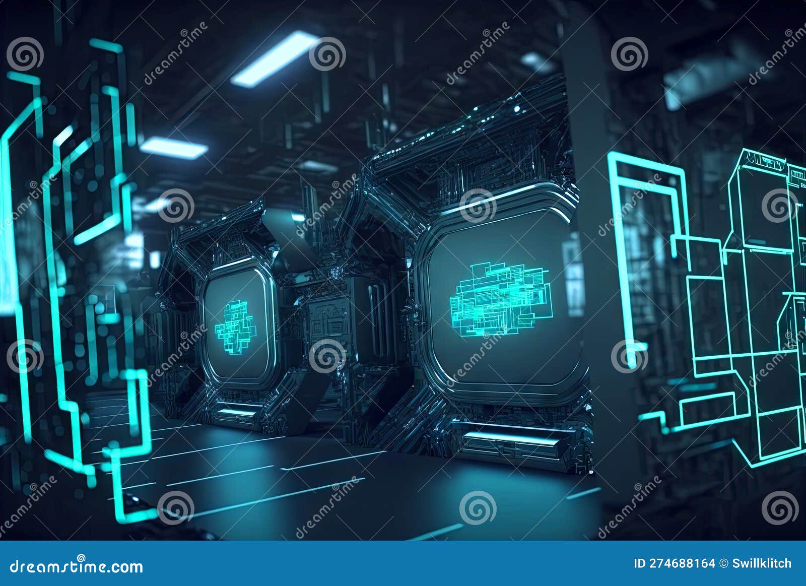 Abstract Science and Technology Background with Shiny Connection ...