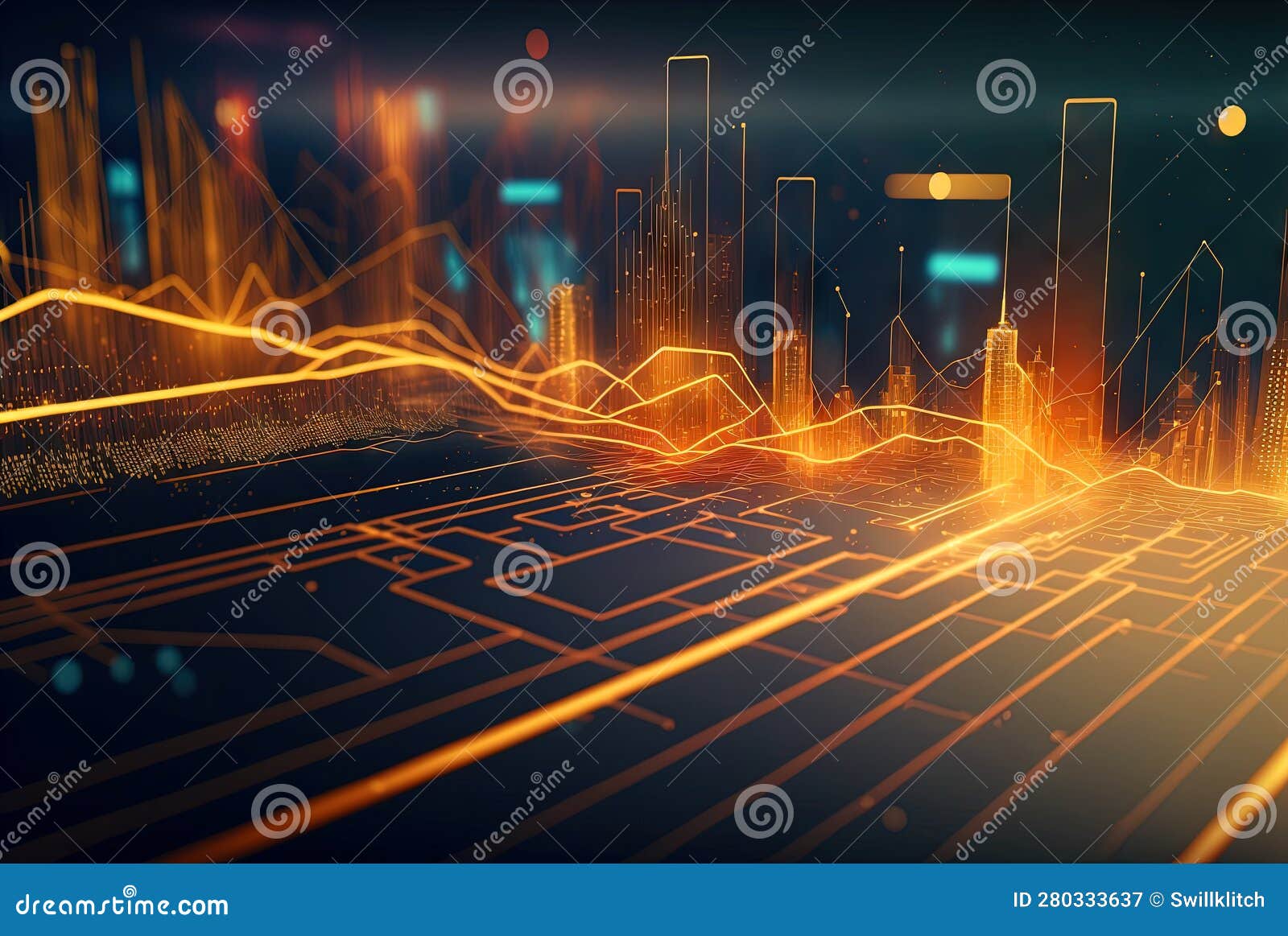 Abstract Science and Technology Background with Shiny Connection ...