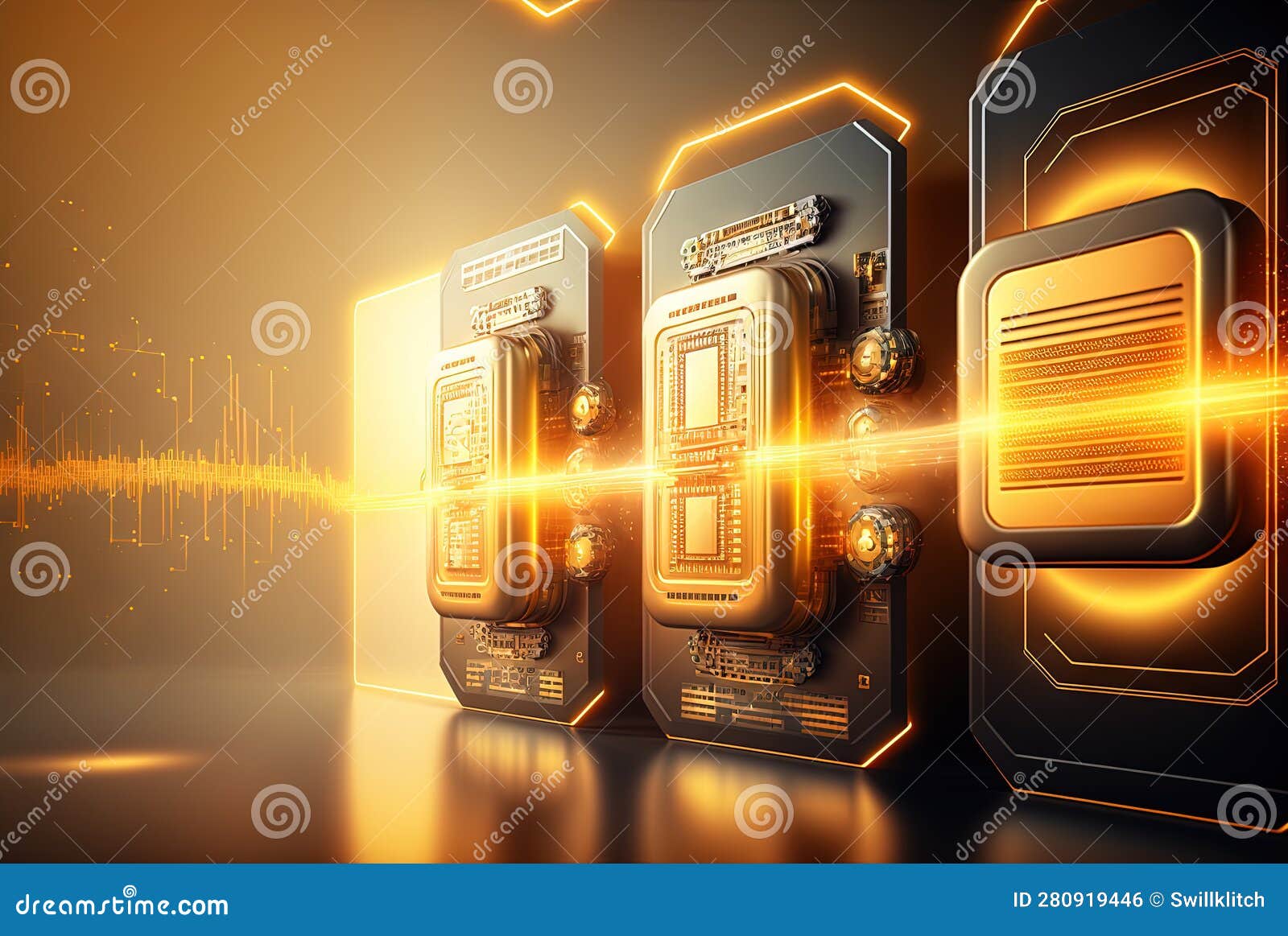 Abstract Science and Technology Background with Shiny Connection ...