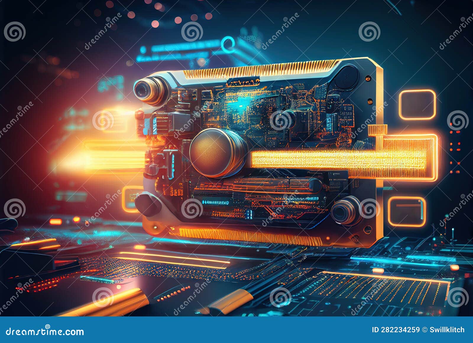 Abstract Science and Technology Background with Shiny Connection ...