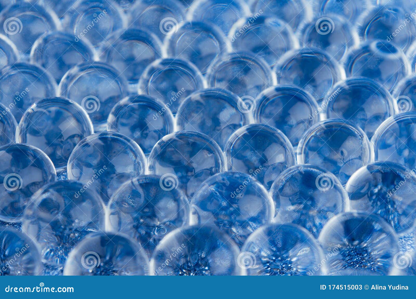 Abstract Science Texture - Blue Transparent Glowing Nucleuses in a Row ...