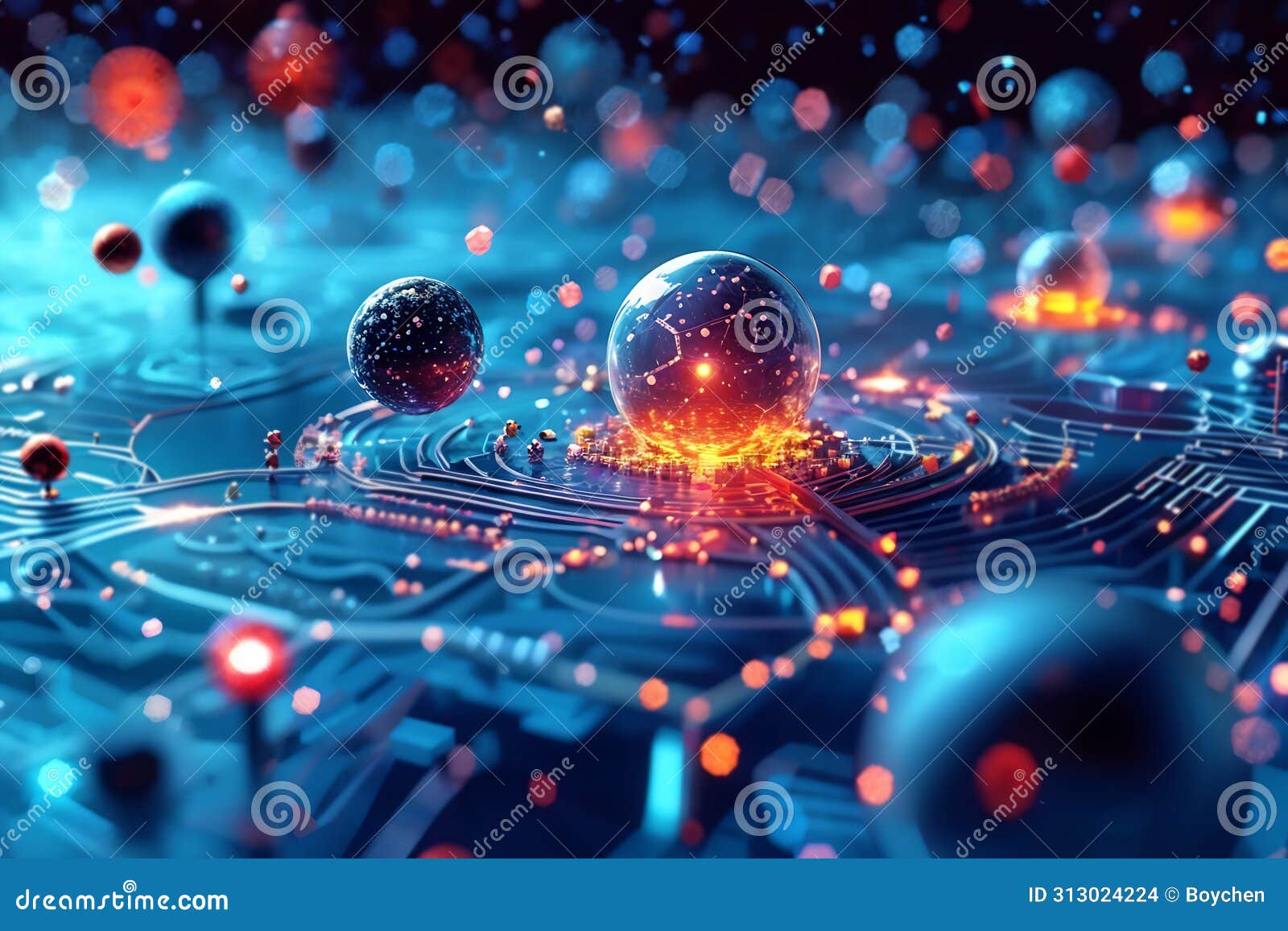 Abstract Scientific Background, Atomic Quantum Structure, Particle ...