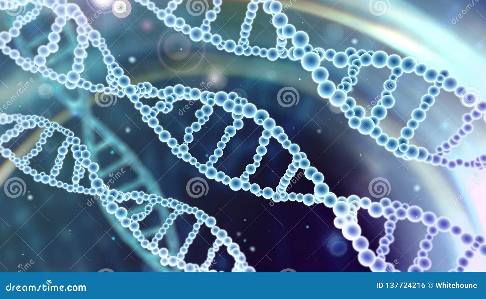 Abstract Scientific Background with DNA Spirals in Blue Space Stock ...