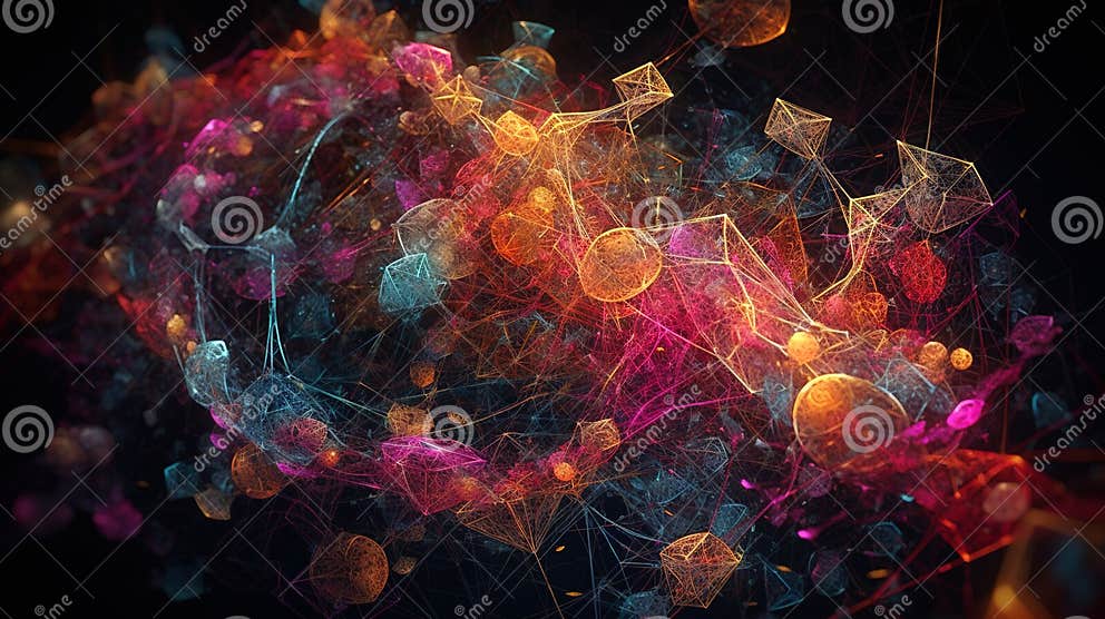 Abstract Scientific Concept with Connected Cells and Particles. Science ...