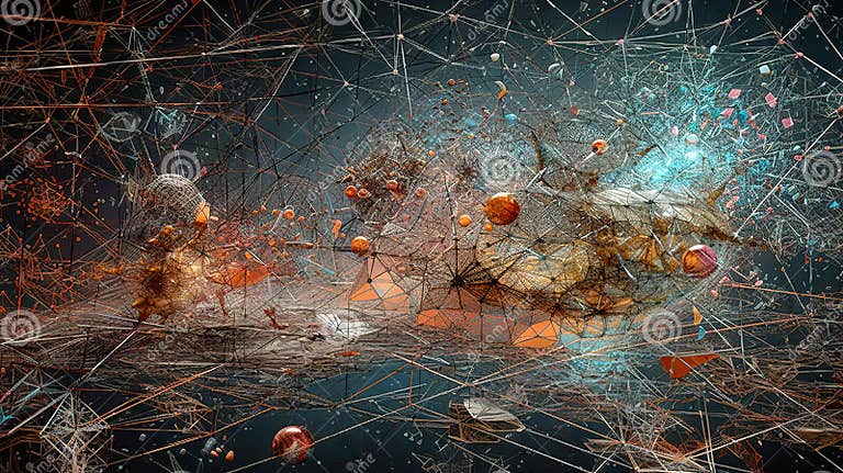 Abstract Scientific Concept with Connected Cells and Particles. Science ...