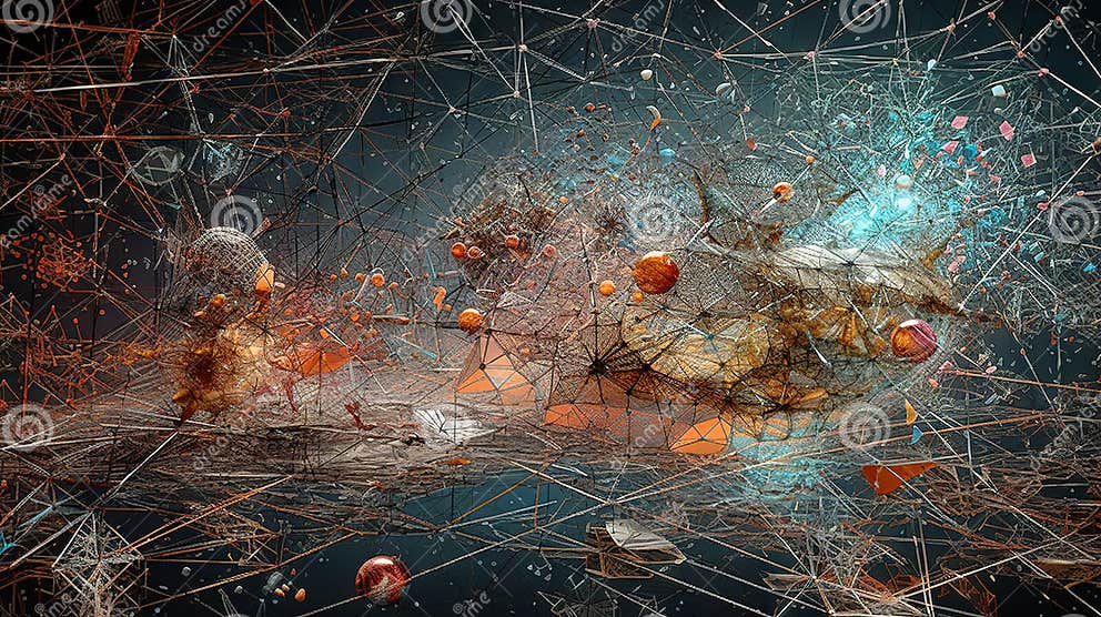 Abstract Scientific Concept with Connected Cells and Particles. Science ...