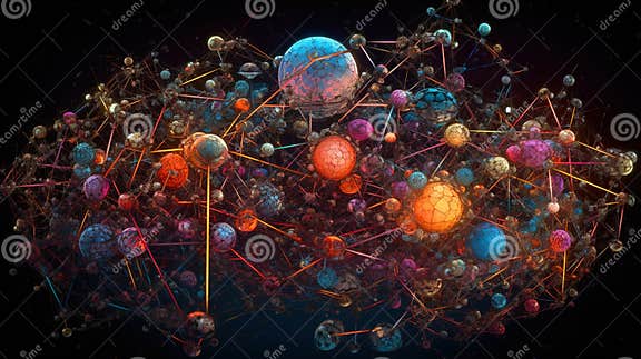 Abstract Scientific Concept with Connected Cells and Particles. Science ...