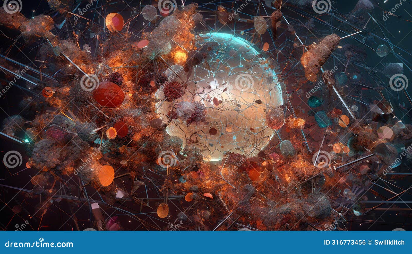Abstract Scientific Concept with Connected Cells and Particles. Science ...