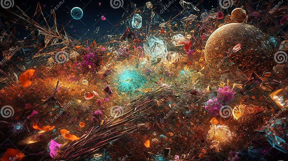 Abstract Scientific Concept with Connected Cells and Particles. Science ...