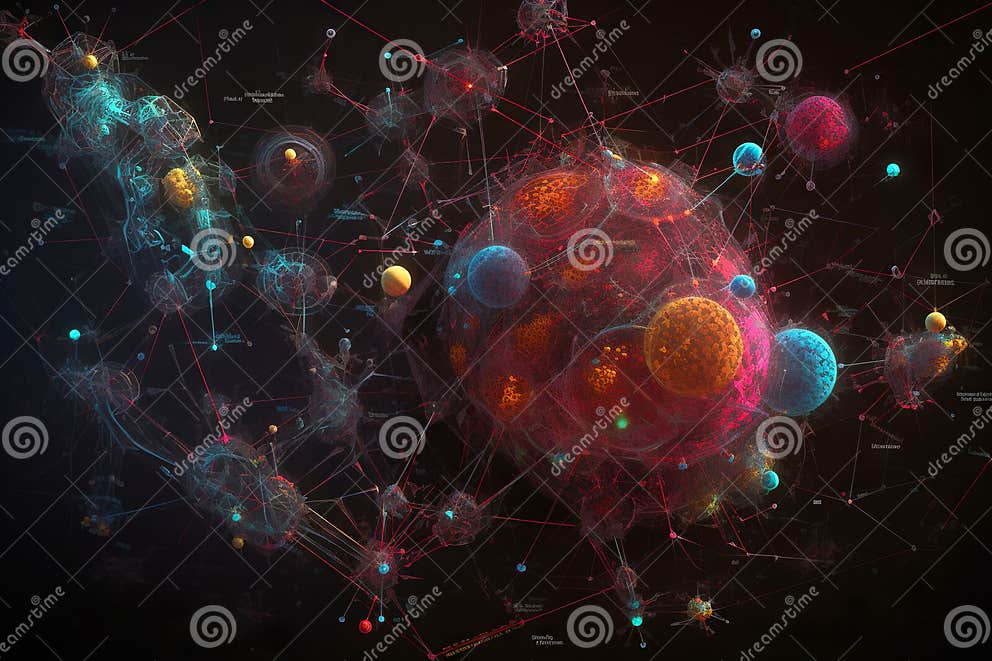 Abstract Scientific Concept with Connected Cells and Particles. Science ...