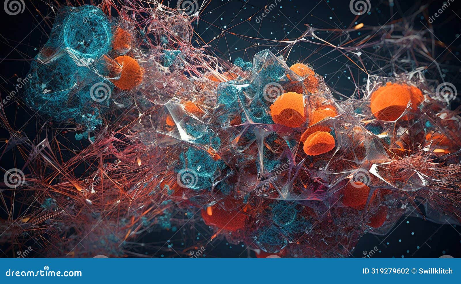 Abstract Scientific Concept with Connected Cells and Particles. Science ...