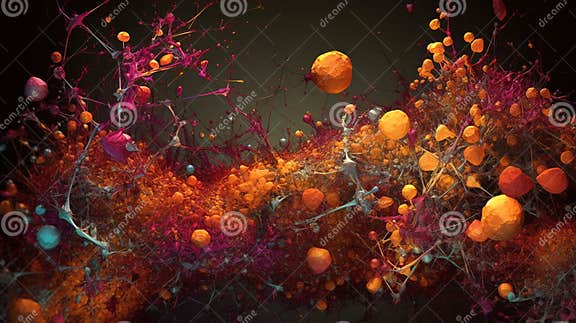 Abstract Scientific Concept with Connected Cells and Particles. Science ...