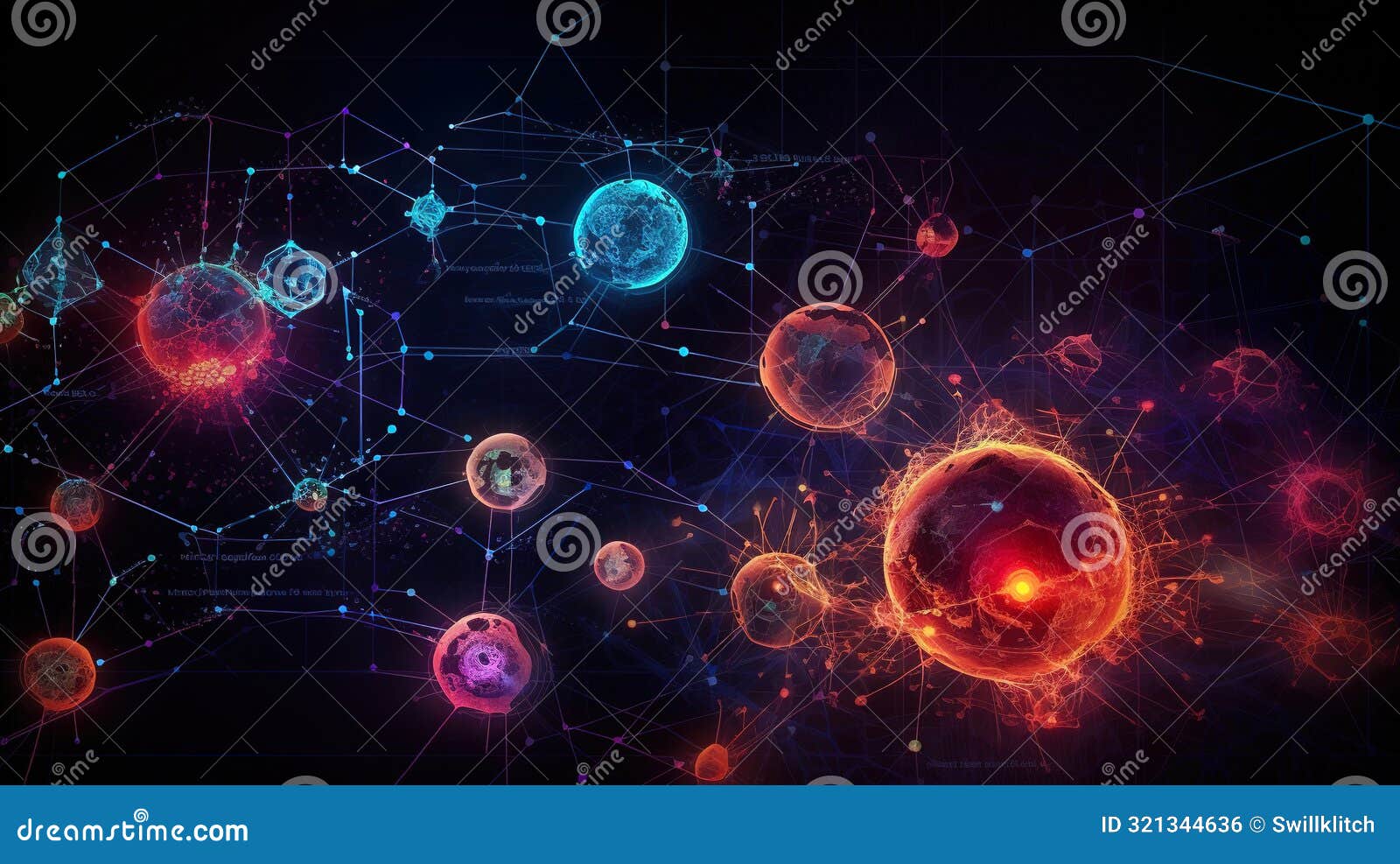 Abstract Scientific Concept with Connected Cells and Particles. Science ...