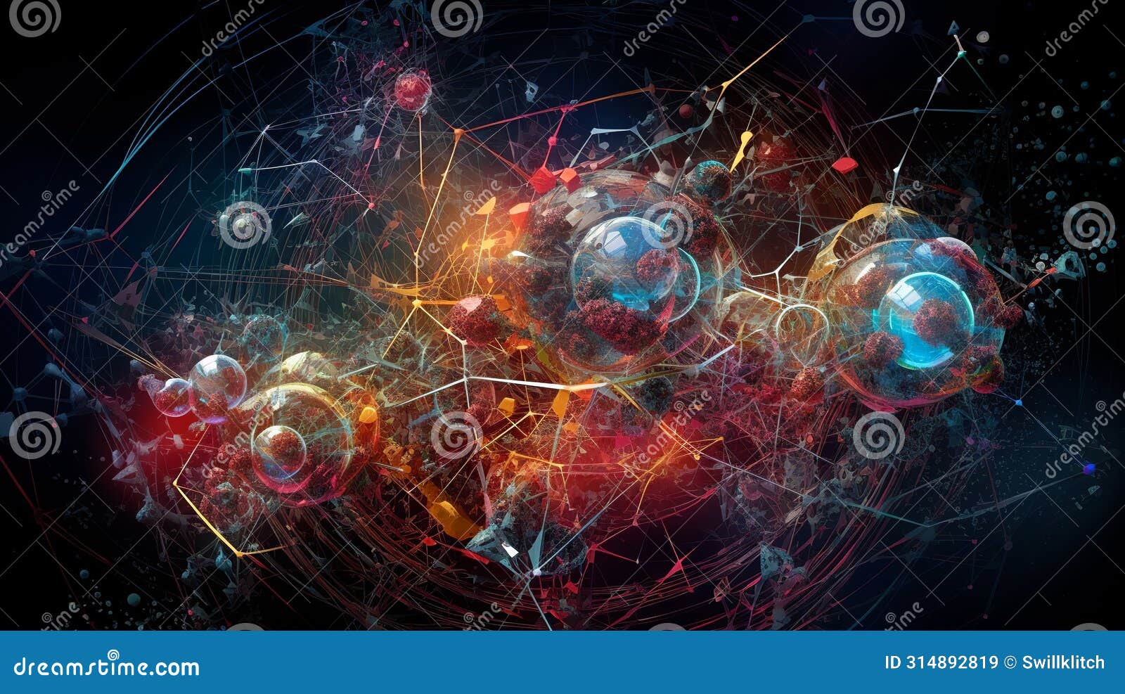 Abstract Scientific Concept with Connected Cells and Particles. Science ...