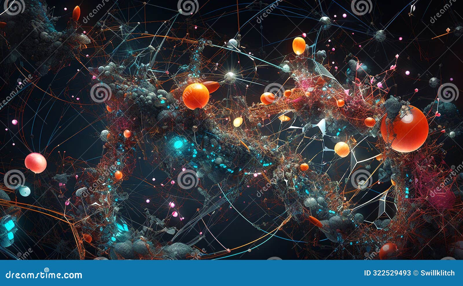 Abstract Scientific Concept with Connected Cells and Particles. Science ...