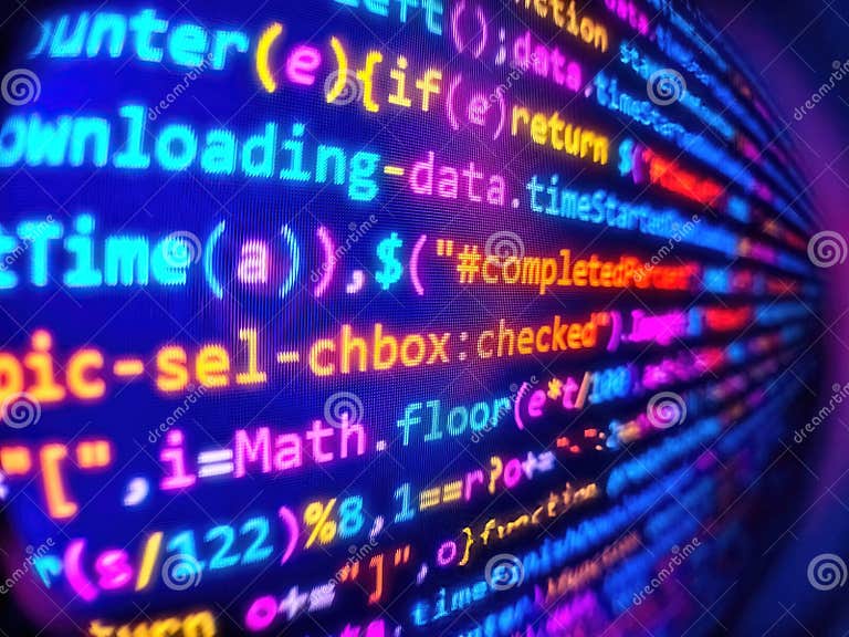 Abstract Screen of Software. Close Up of Random Computer Code Comprised of Numbers and Letters ...