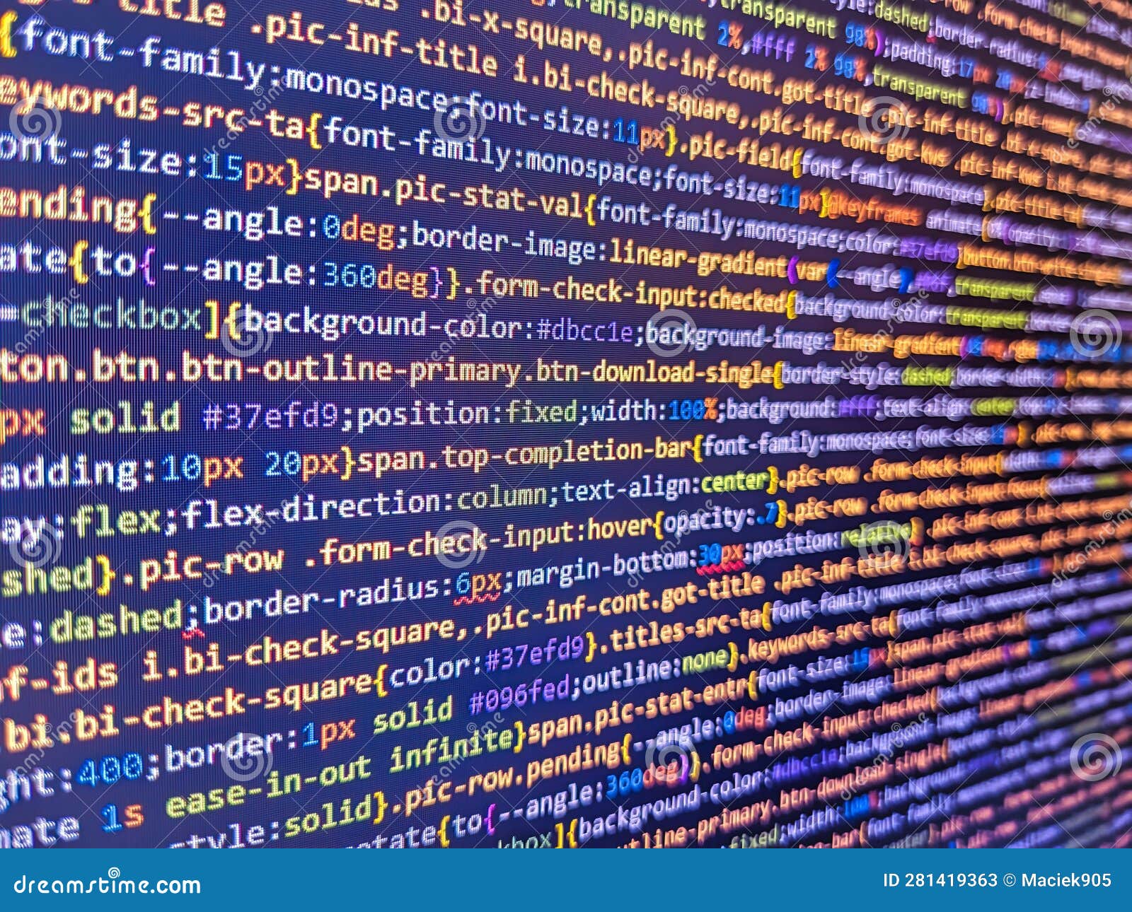 Abstract Screen of Software V. Selective Focus. Programming of Internet Website. Computer ...