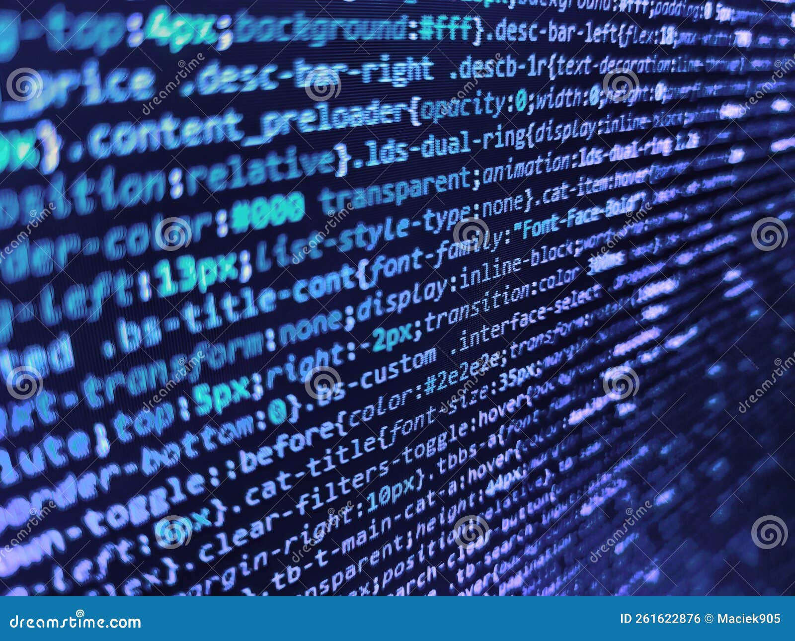 Abstract Screen of Web Developer. Programmer Occupation. SEO Optimization. HTML5 Concept Macro ...