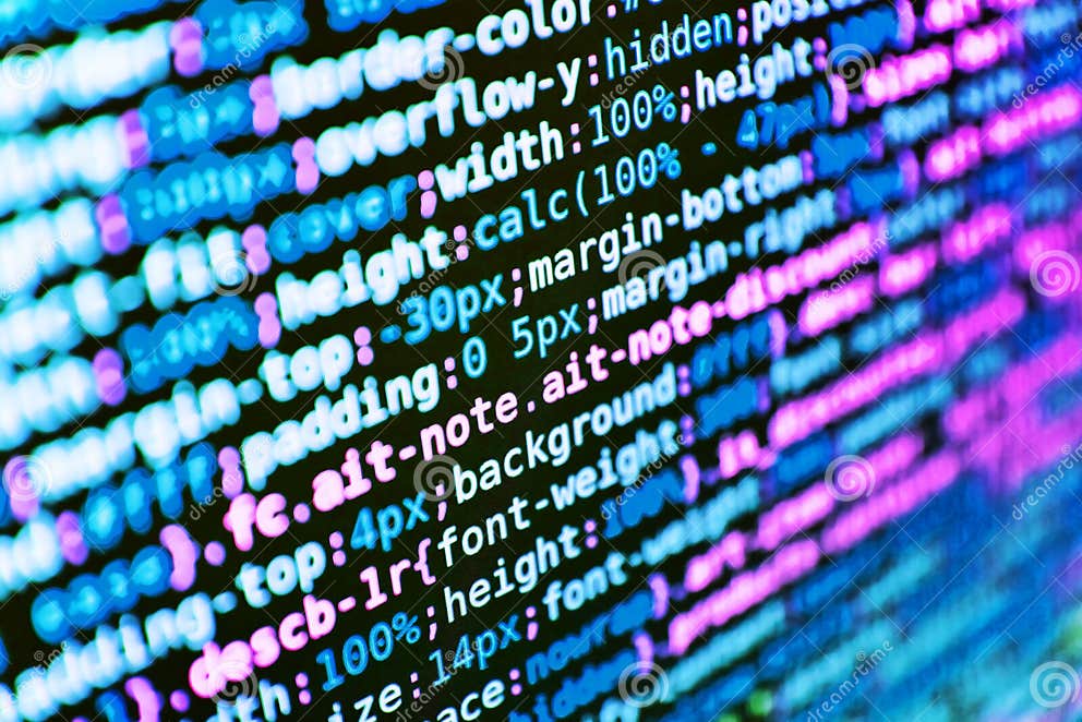 Abstract Screen of Web Developer. Programmer Working in a Software ...