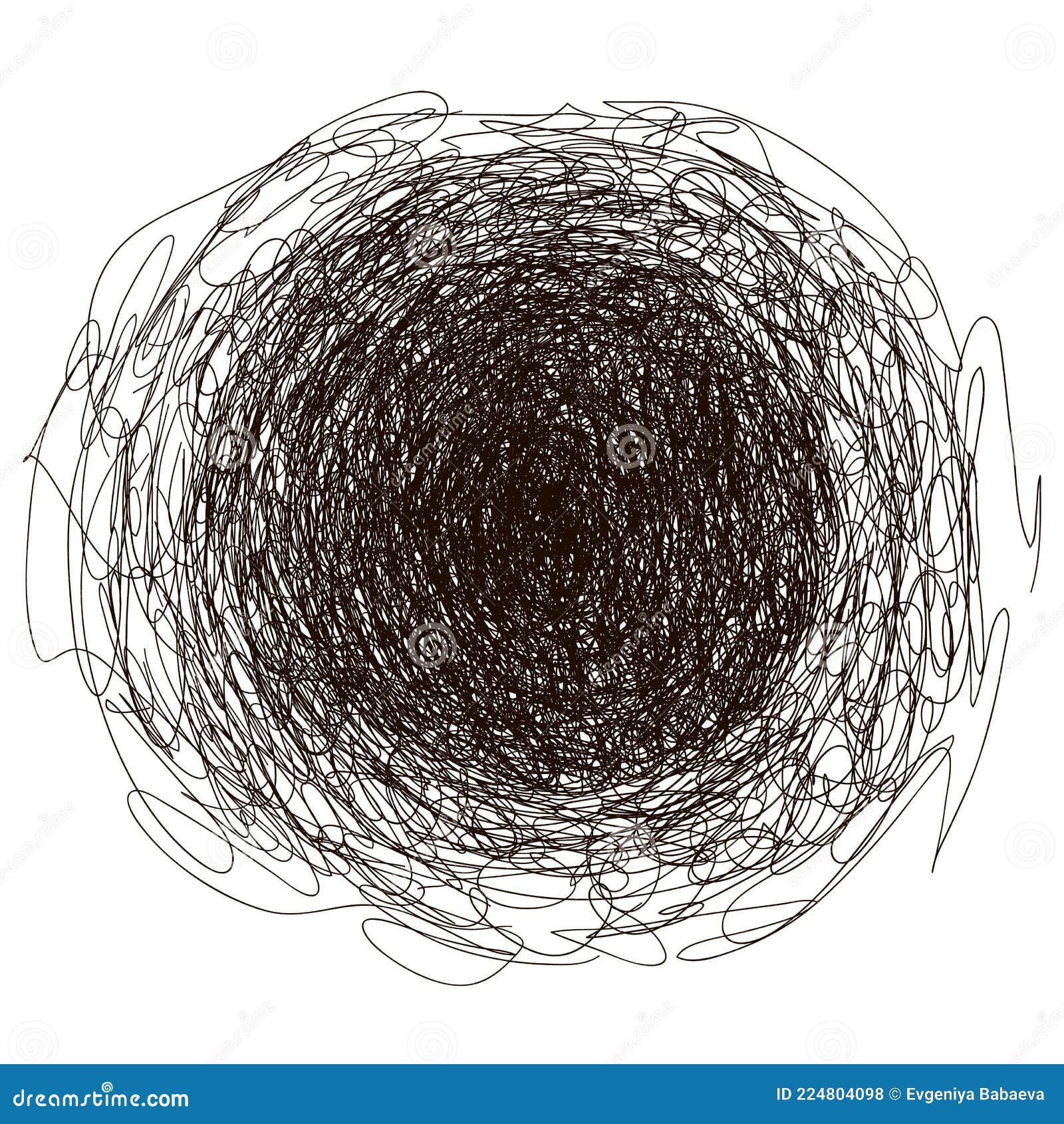 Scribble Chaos Line Brush Stroke, Vector Doodle Sketch Circle ...