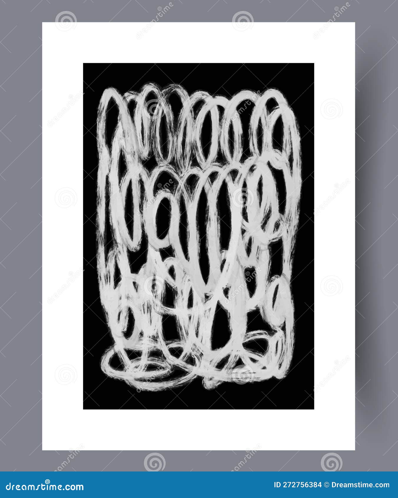 Abstract Scribble Monochrome Grid Wall Art Print Stock Vector ...