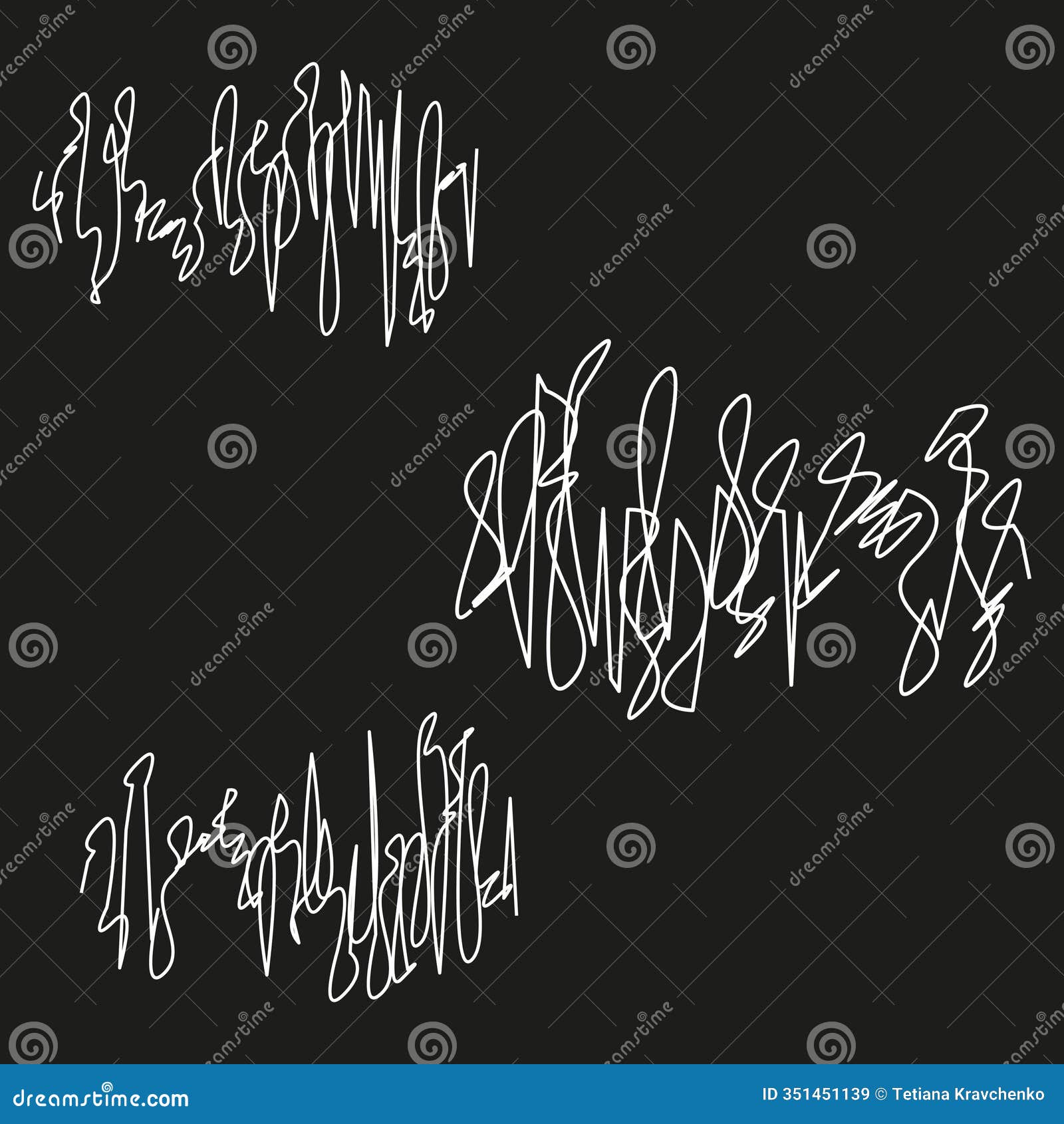 Abstract Scribbled Text. White Handwritten Shapes. Curved Lettering ...