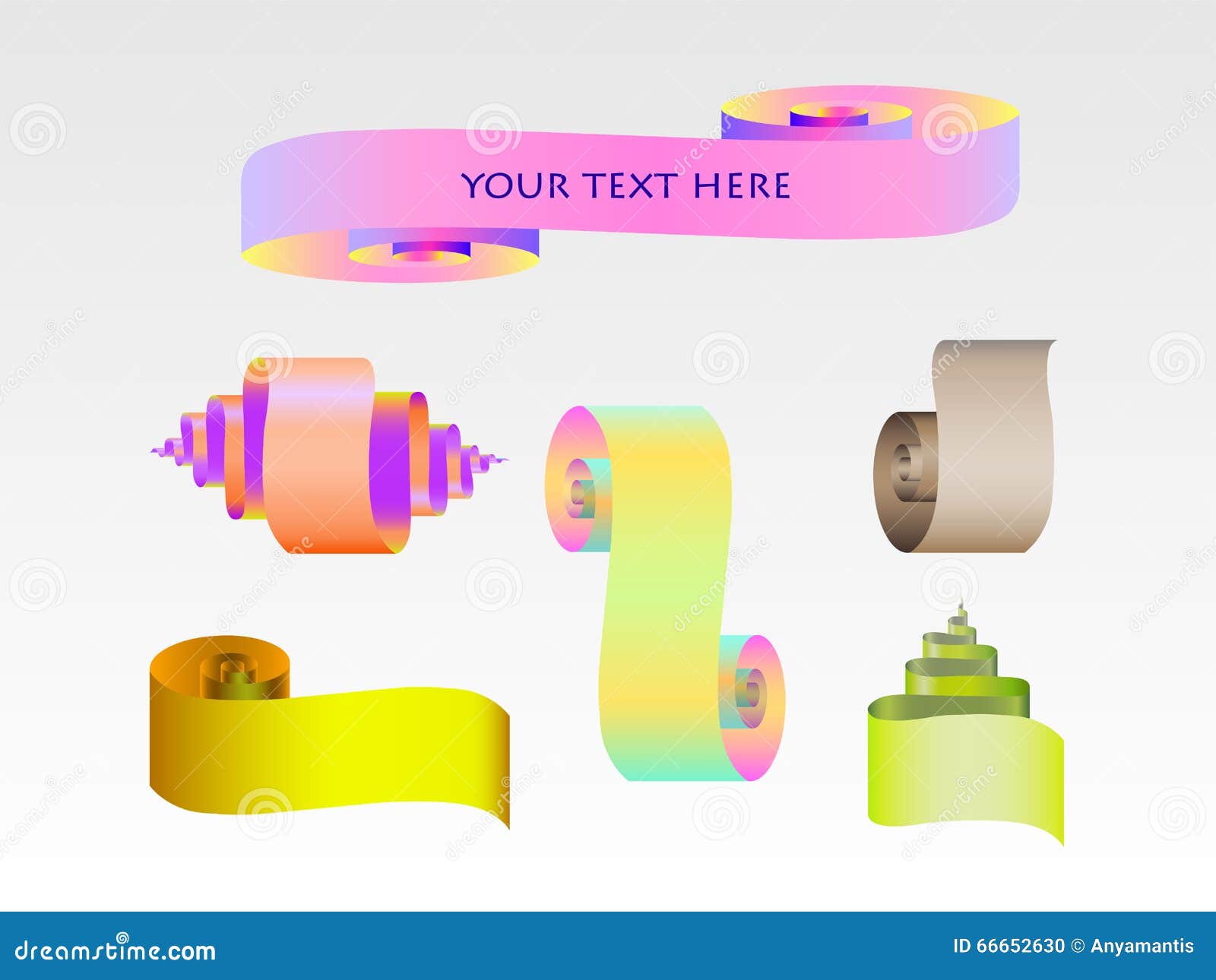 Abstract Scroll Paper Ribbon Set Stock Vector - Illustration of ...