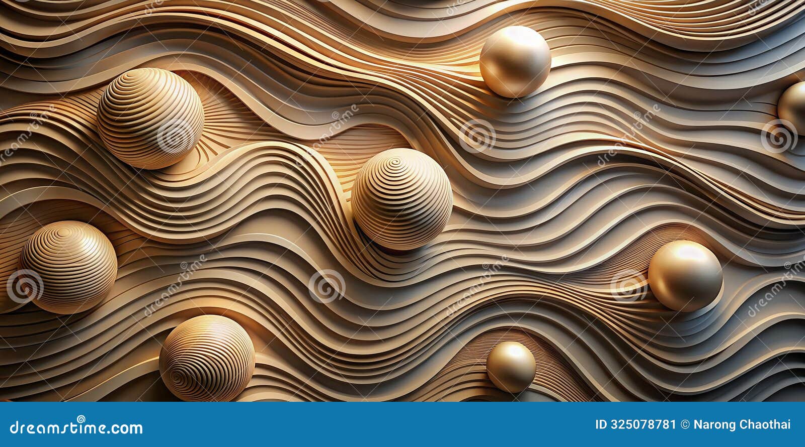 Abstract Sculpted Wall Art Featuring Wavy Patterns and Spherical ...