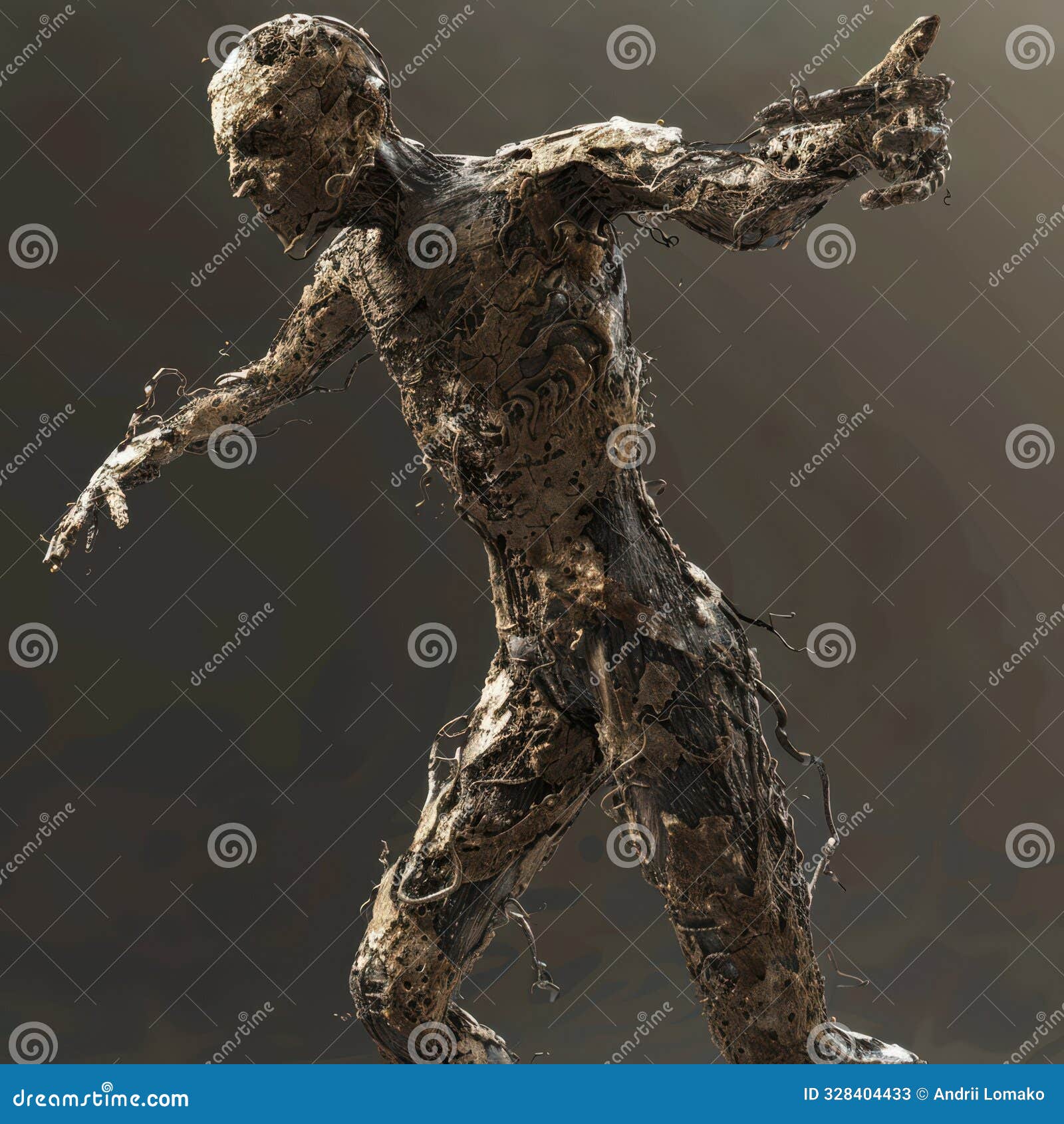 Abstract Sculpture of a Human Figure Displaying Movement in a Studio ...