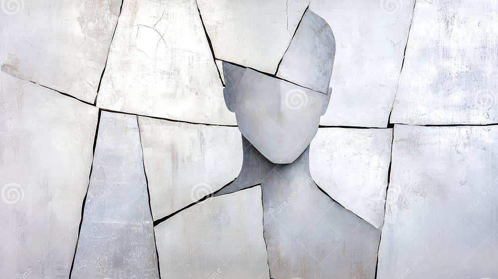 Abstract Sculpture Made of Broken Concrete Pieces Stock Illustration ...
