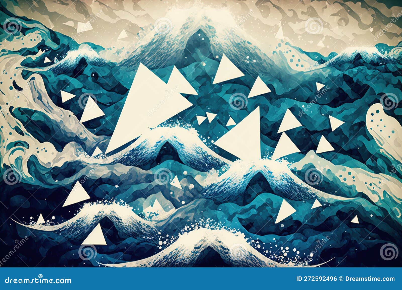 Abstract Sea Background Featuring Triangles and Water Waves Stock ...