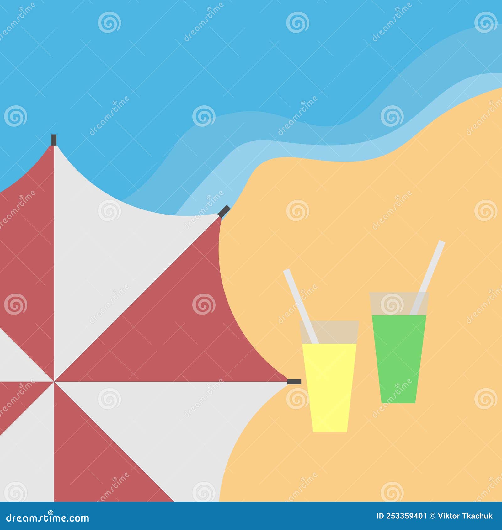 Abstract Sea Beach Background with Drinks Stock Vector - Illustration ...