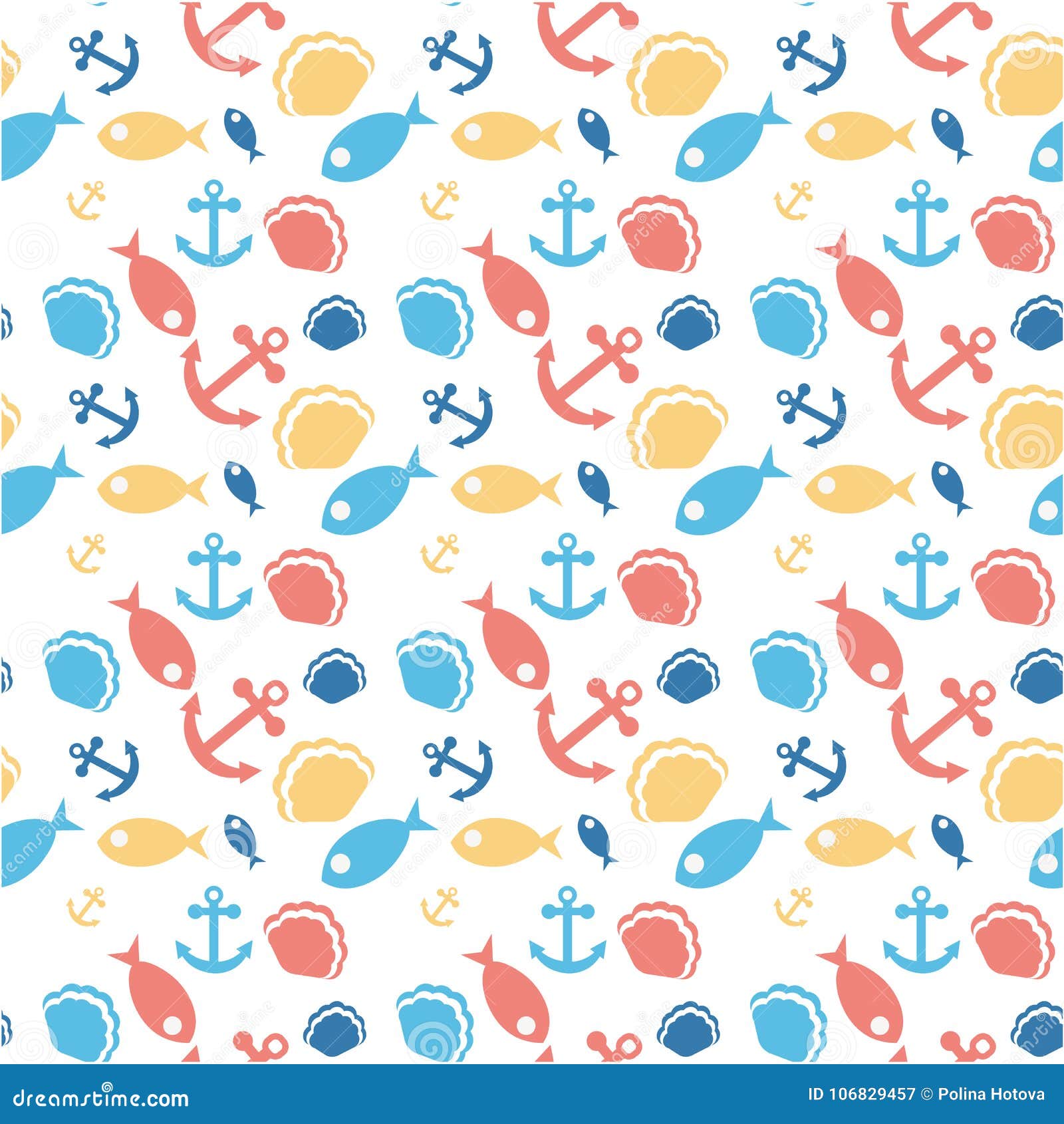 Abstract Sea Elements Pattern on White Background Stock Vector ...