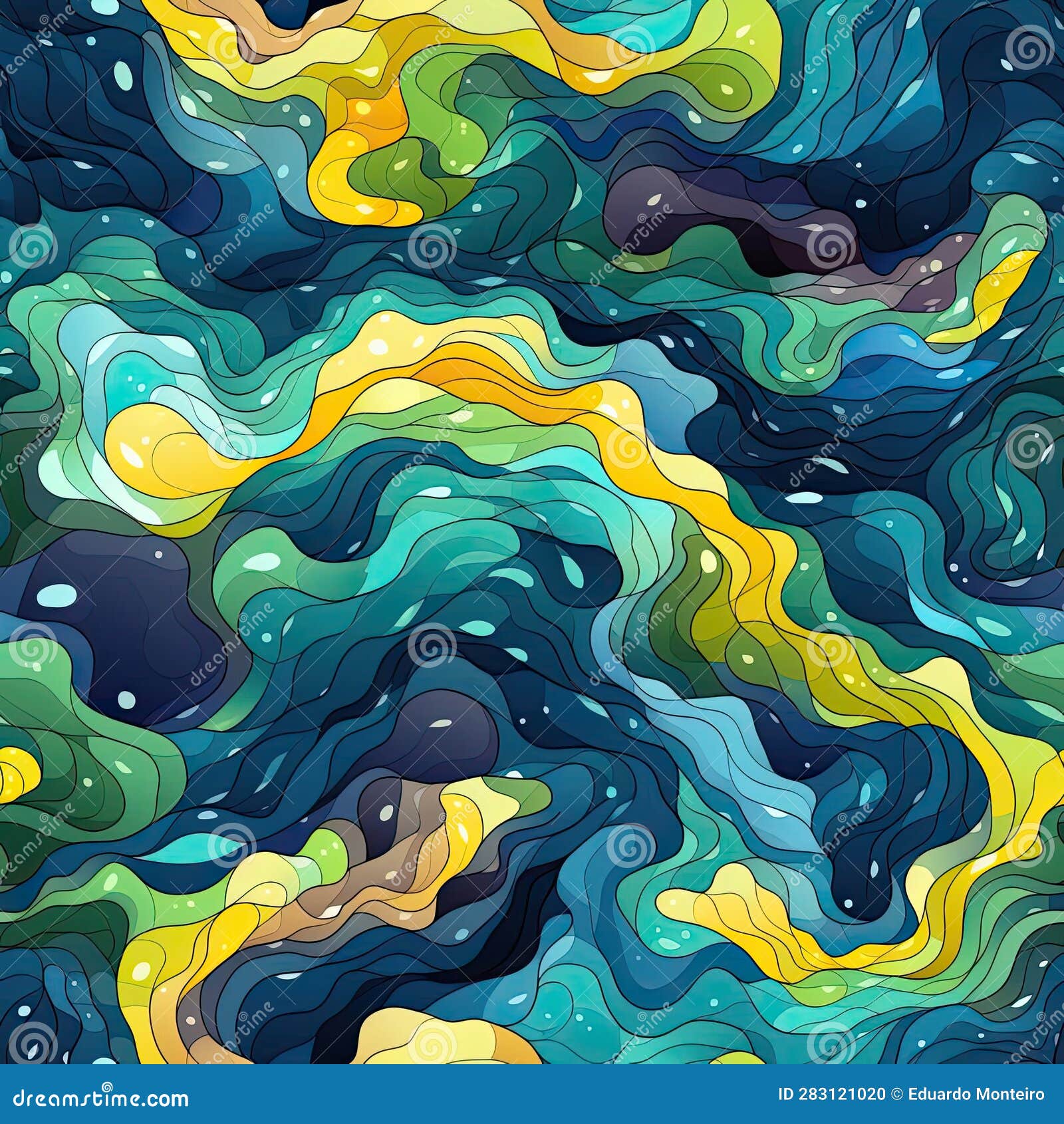 Abstract Sea Wave Illustration for Wallpaper Design (tiled) Stock ...