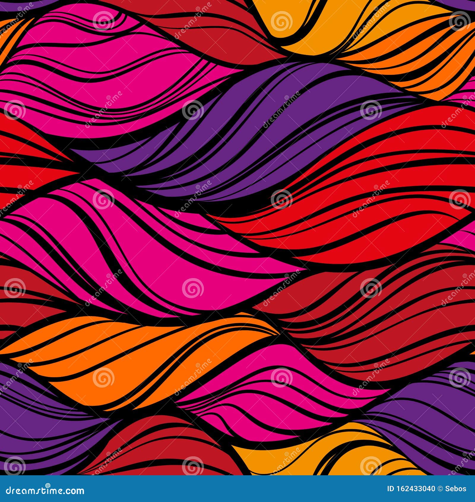 Abstract Sea Waves Seamless Pattern. Colorful Wavy Striped Background ...