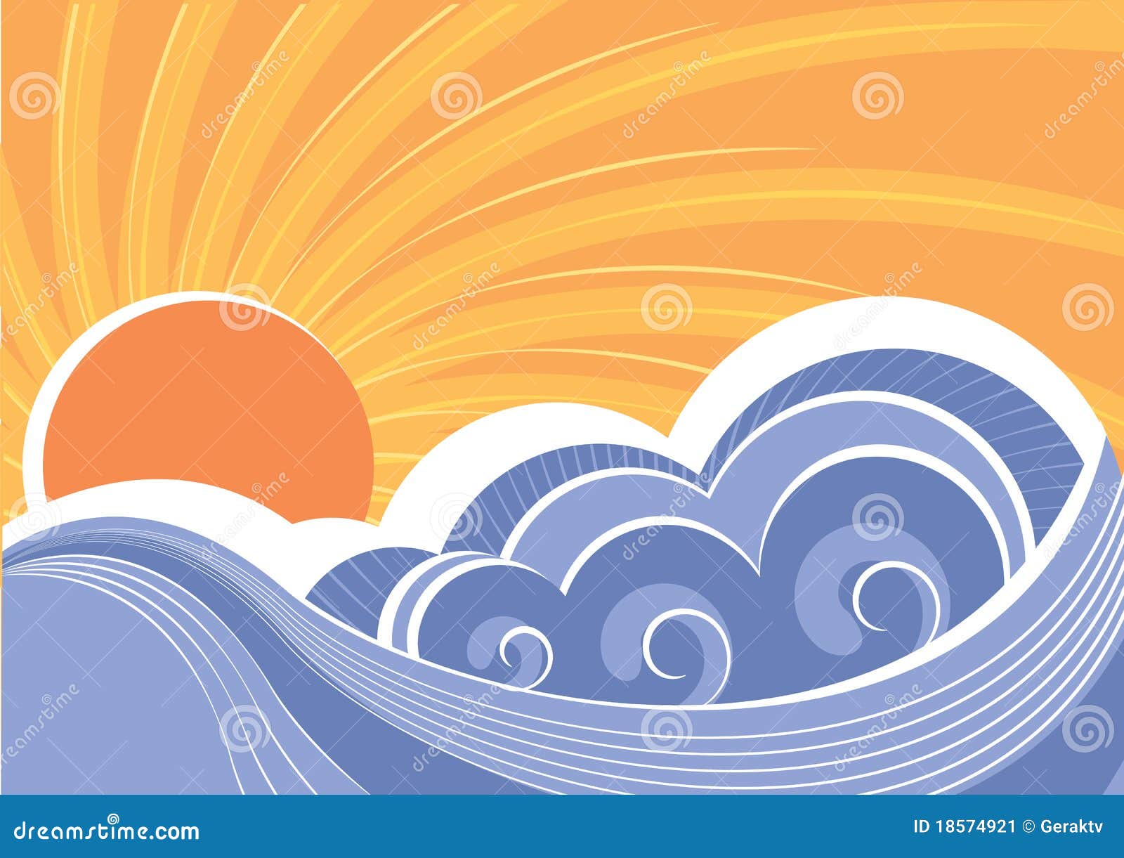 Abstract sea waves. Vector stock vector. Illustration of ocean - 18574921