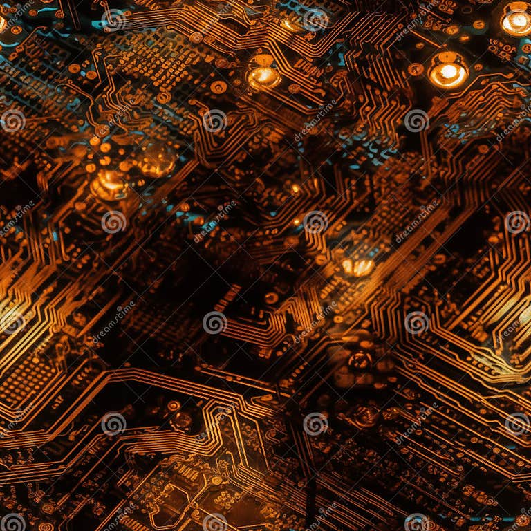 Abstract Seamless Background Tile Electronic Computer Circuit Board Theme - Generative AI Stock ...