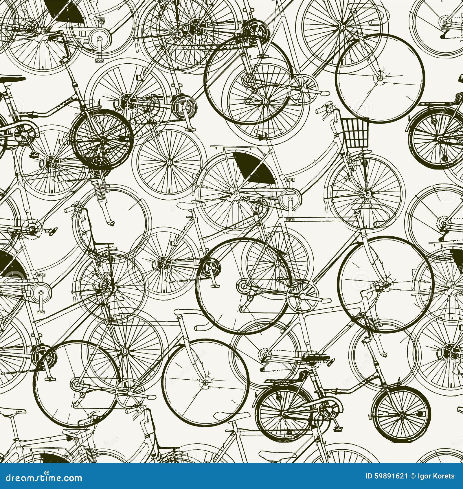 Abstract Seamless Bicycles Pattern. Stylish Vector Print Stock Vector ...