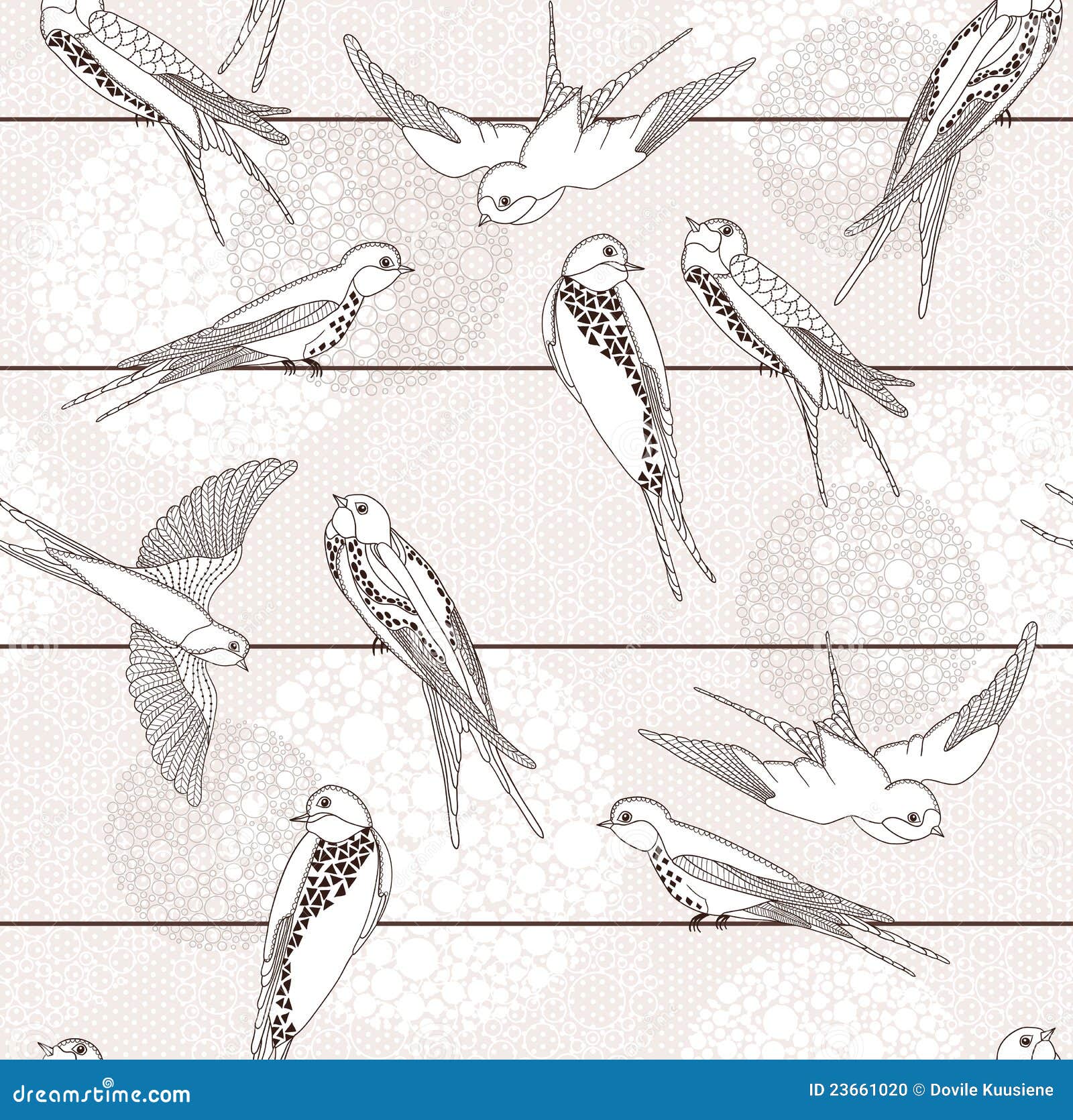 Abstract Seamless Bird Pattern. Stock Vector - Illustration of ornate ...