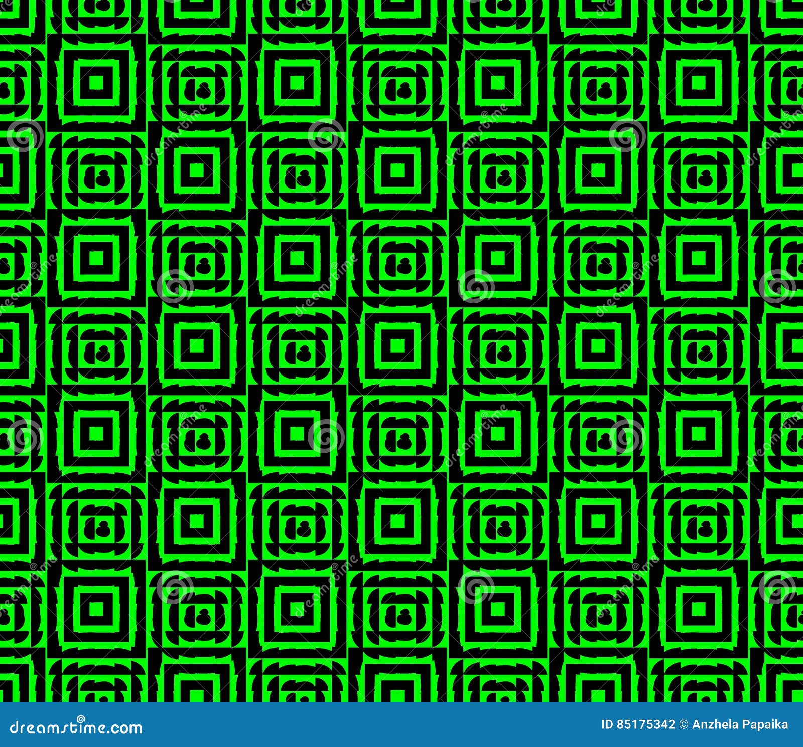 Abstract Seamless Black and Green Lines and Squares Stock Illustration ...