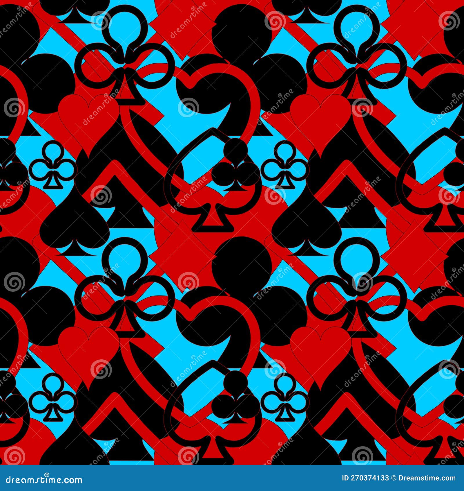 Abstract Seamless Black and Red Pattern of Different Card Suits ...