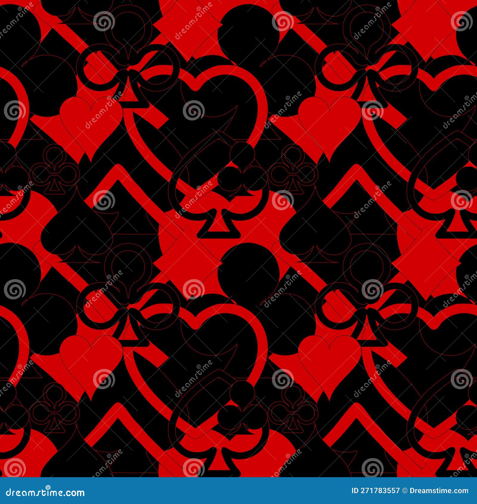 Abstract Seamless Black and Red Pattern of Different Card Suits ...