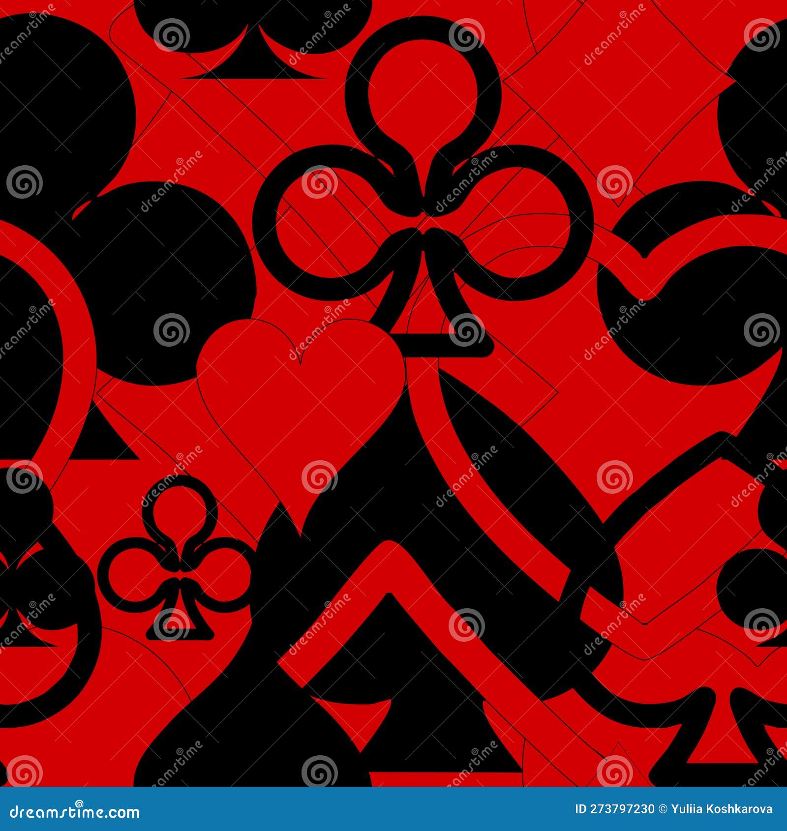 Abstract Seamless Black and Red Pattern of Different Card Suits ...