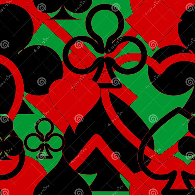 Abstract Seamless Black and Red Pattern of Different Card Suits ...