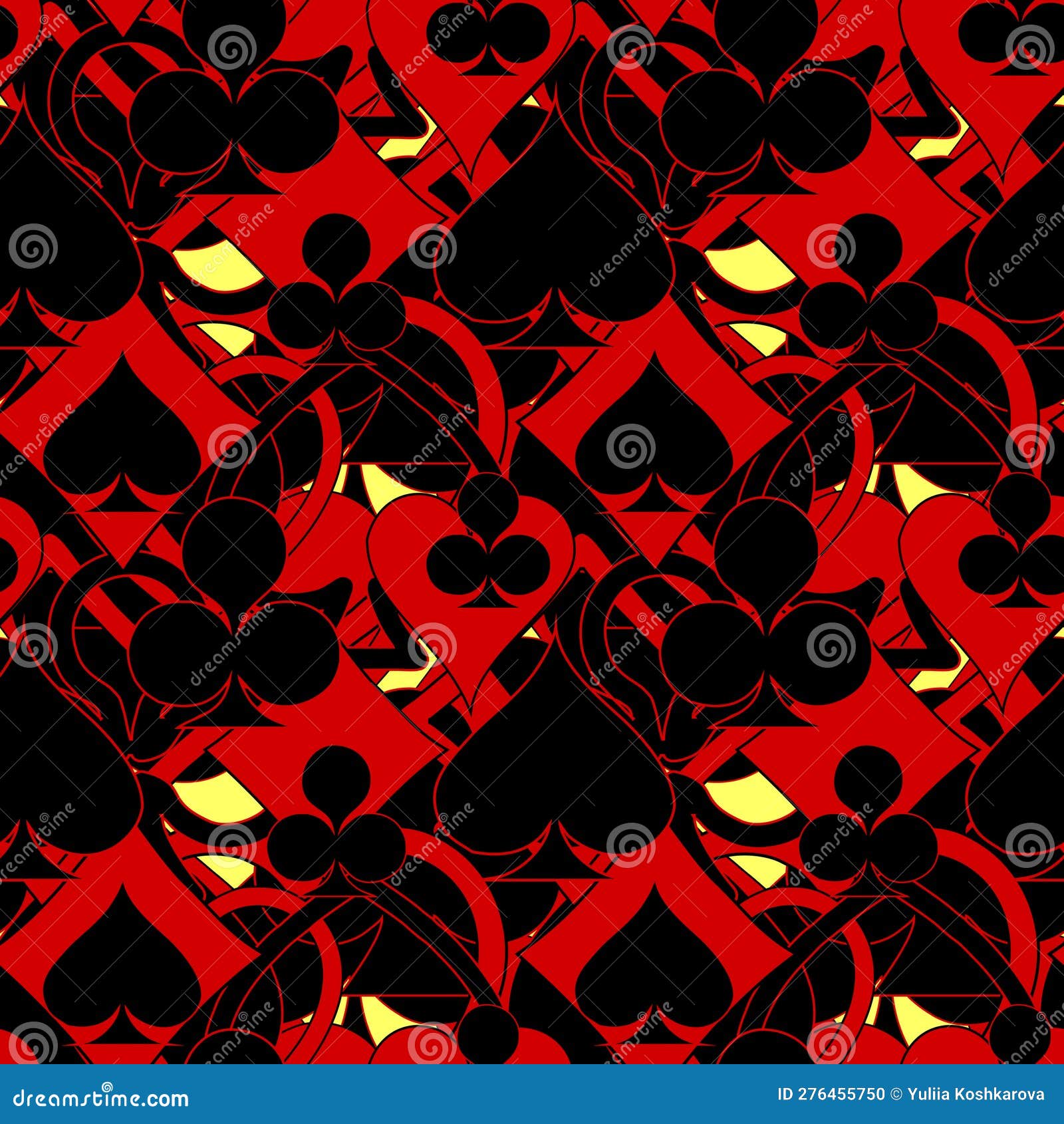 Abstract Seamless Black and Red Pattern of Different Card Suits ...