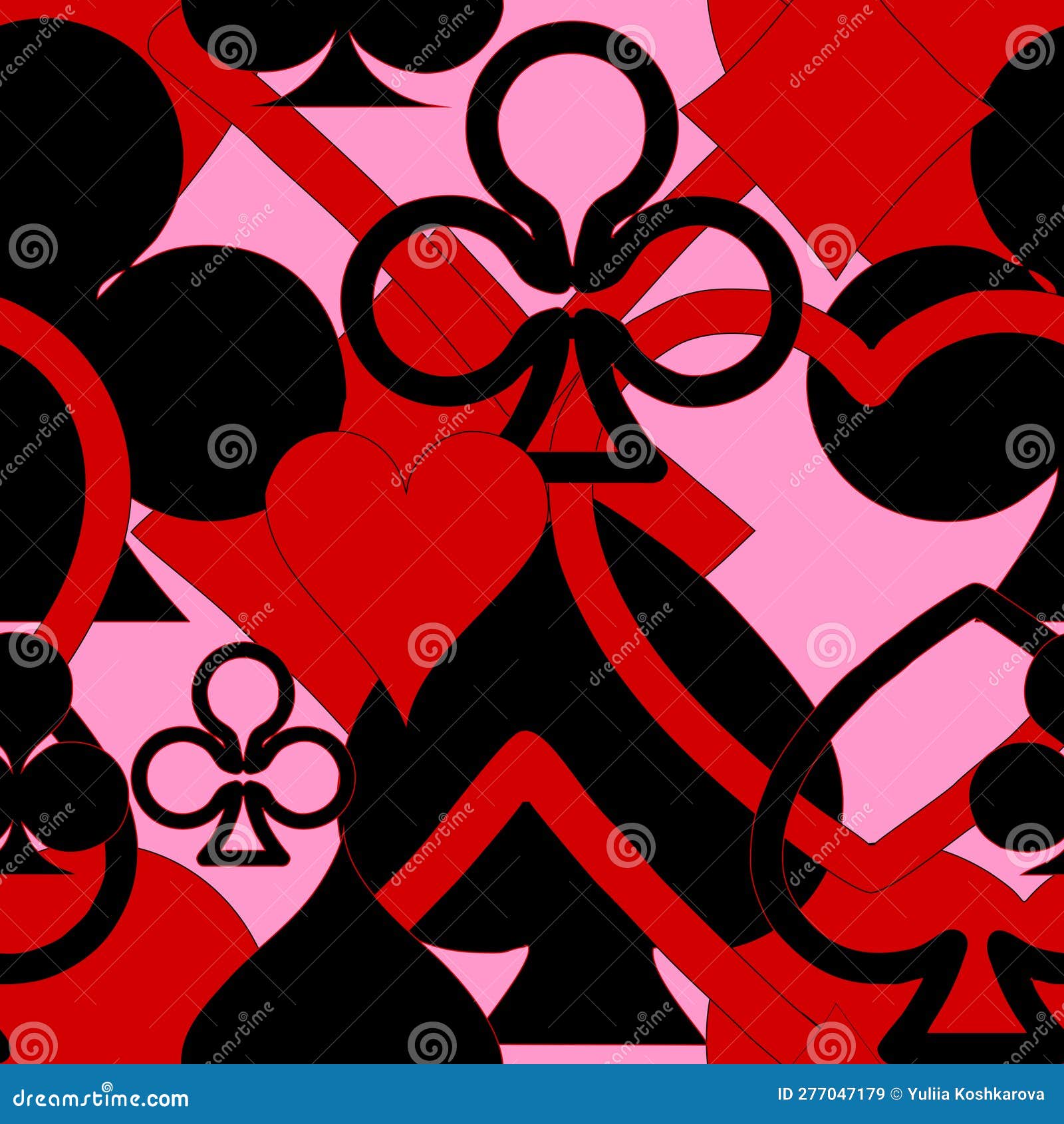 Abstract Seamless Black and Red Pattern of Different Card Suits ...