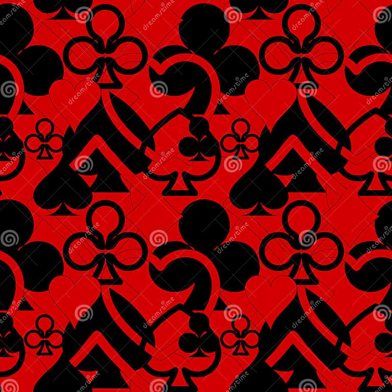 Abstract Seamless Black and Red Pattern of Different Card Suits ...
